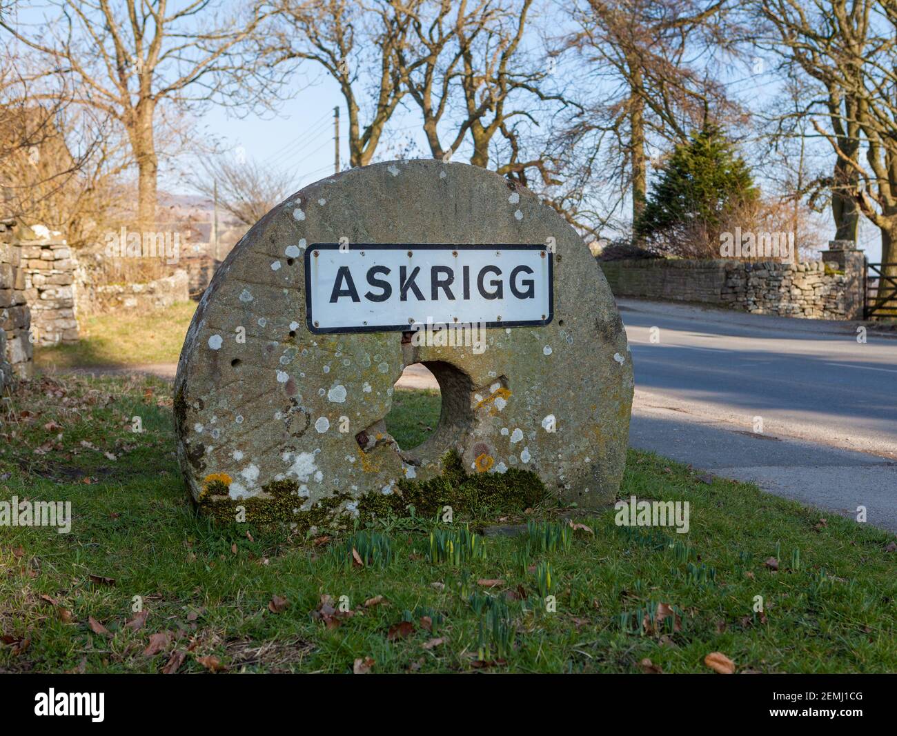 Village sign for Askrigg in Wensleydale, North Yorkshire made from an ...