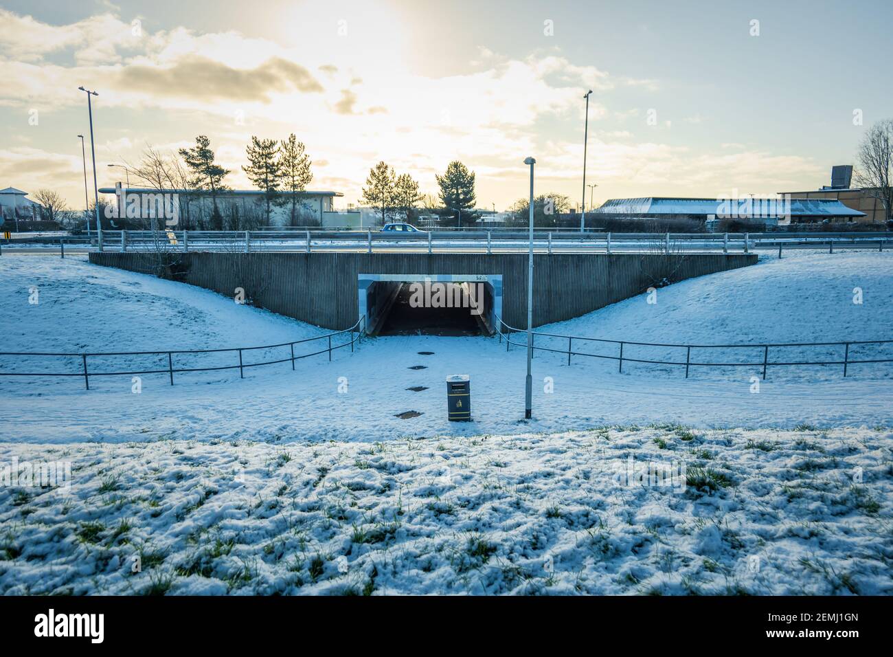 Empty run down subway or underpass winter snow in england uk Stock ...