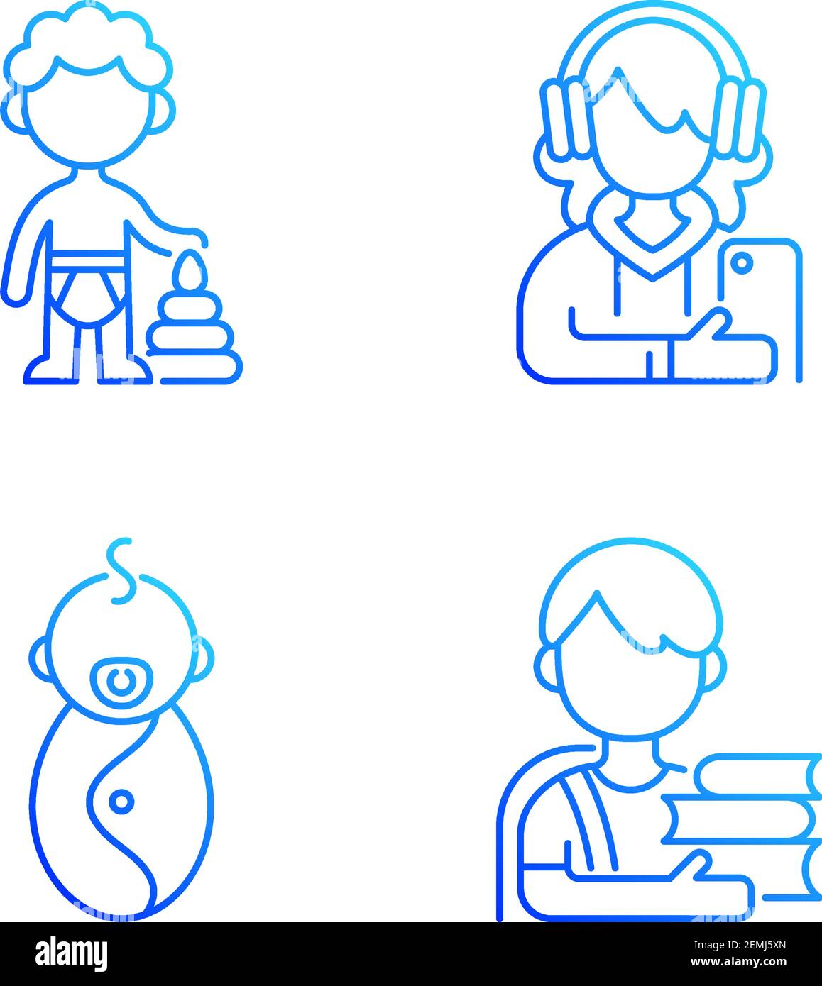 Aging process gradient linear vector icons set Stock Vector Image & Art ...