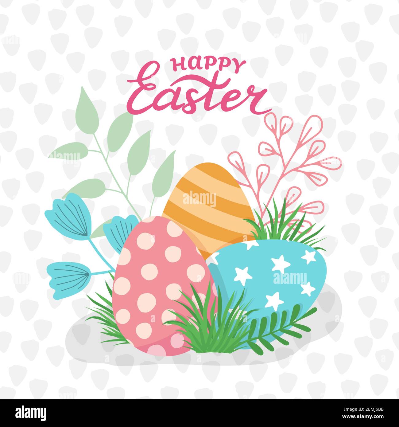 Composition of Easter eggs. Vector illustration. Suitable for greeting ...
