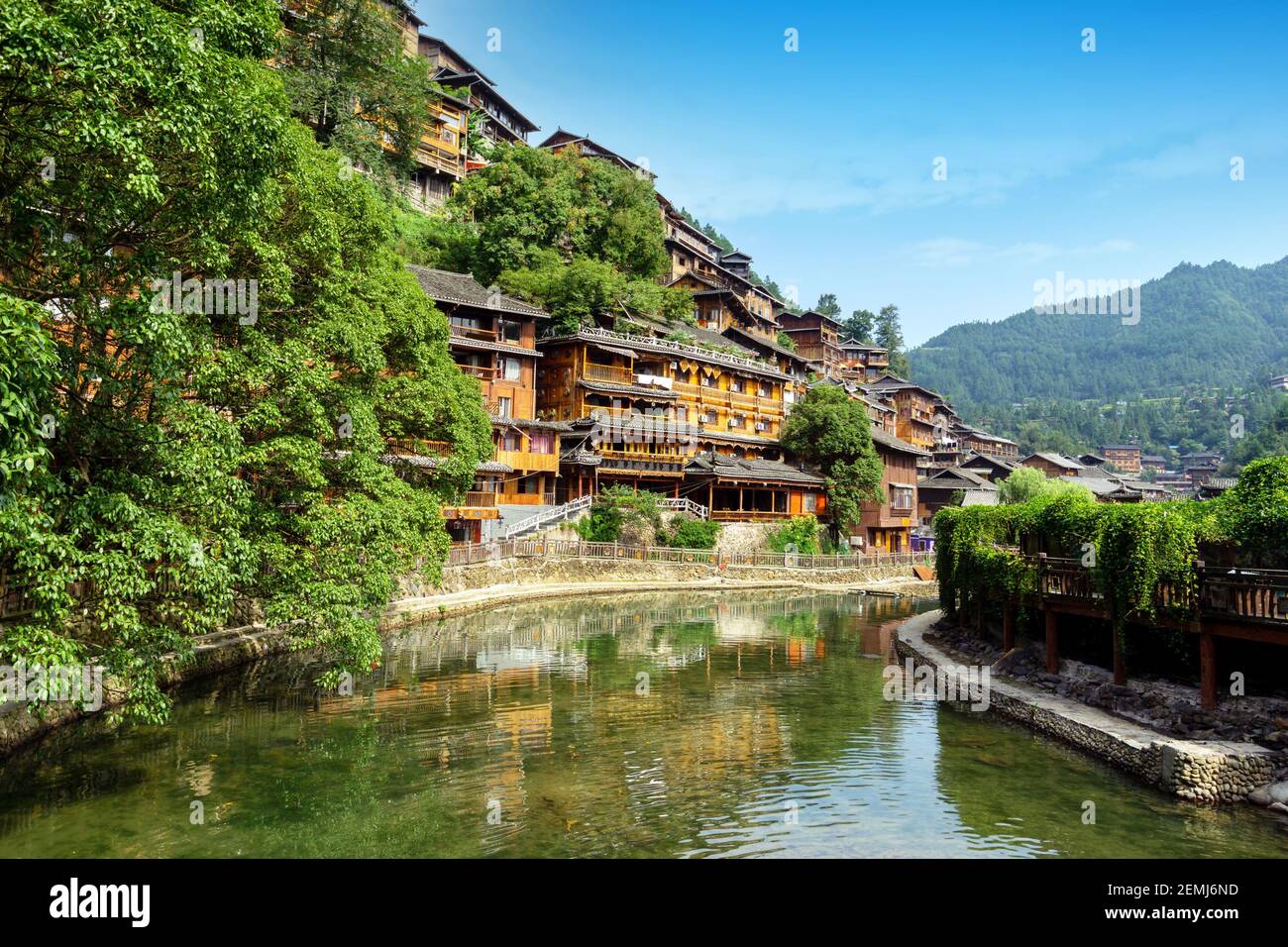 Diaojiaolou in Xijiang Miao Village, Guizhou, China Stock Photo - Alamy