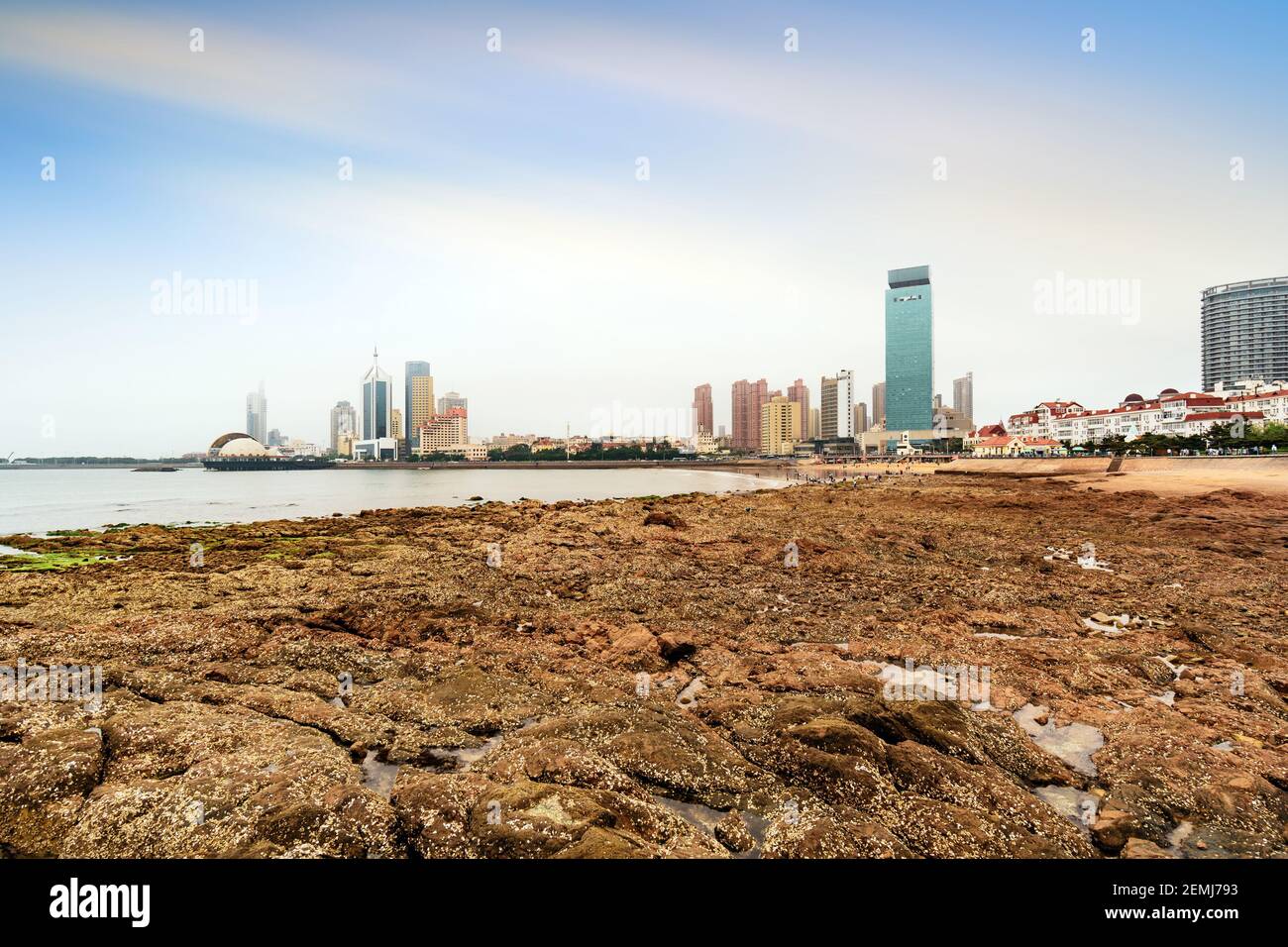 Coastal city Qingdao urban architectural landscape skyline Stock Photo ...
