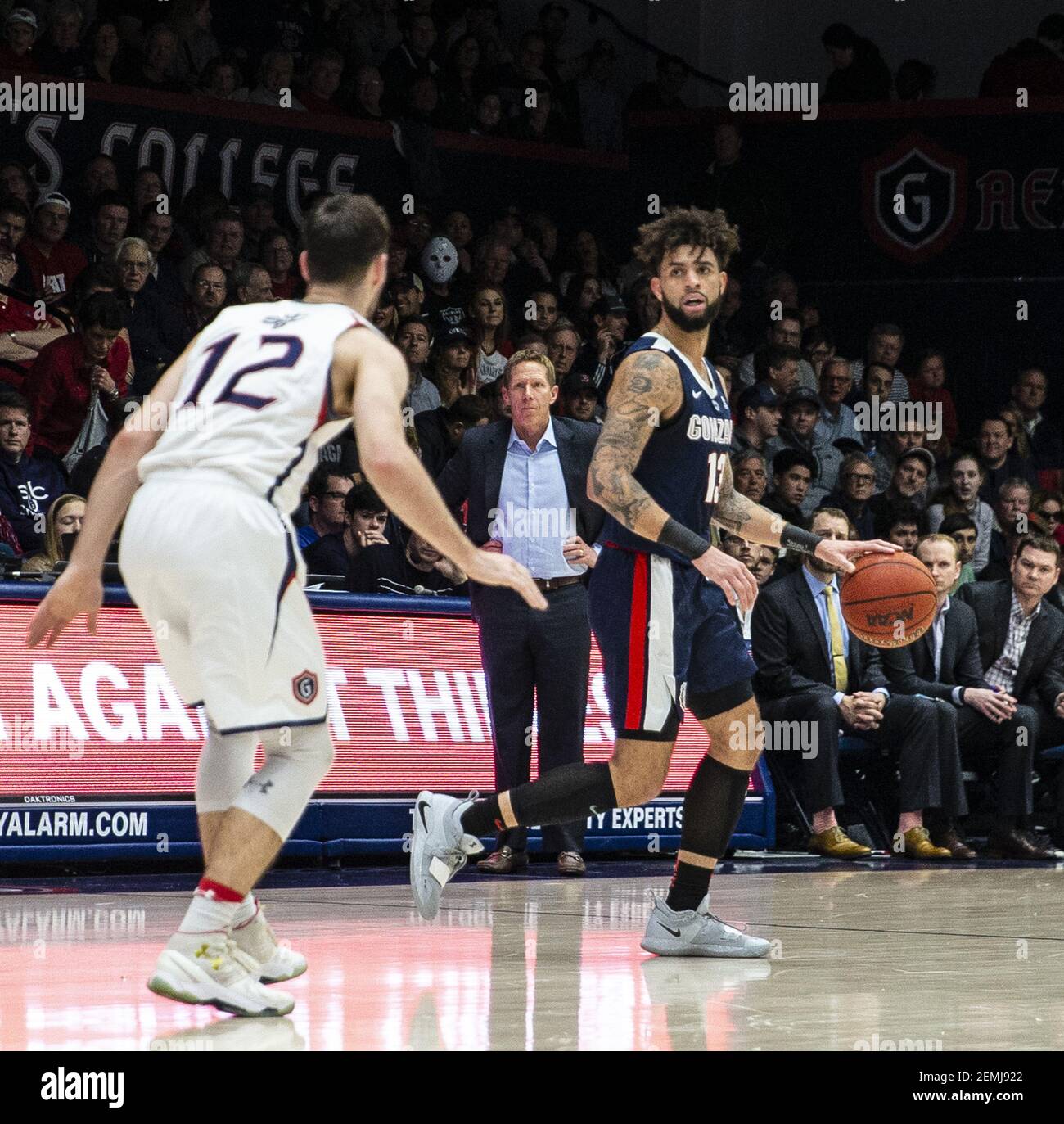 Mar 02, 2019 Moraga, CA Gonzaga guard Josh Perkins (13) sets the play ...