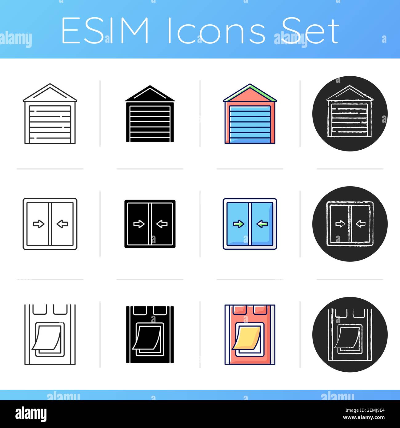 Window and door installation service icons set Stock Vector Image & Art ...