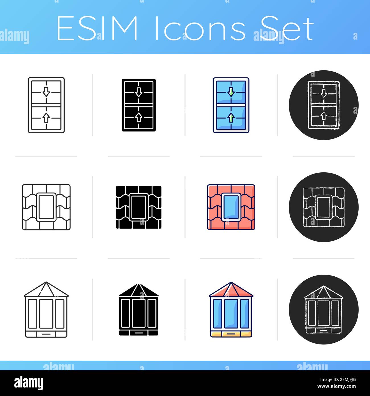Window and door installations icons set Stock Vector Image & Art - Alamy