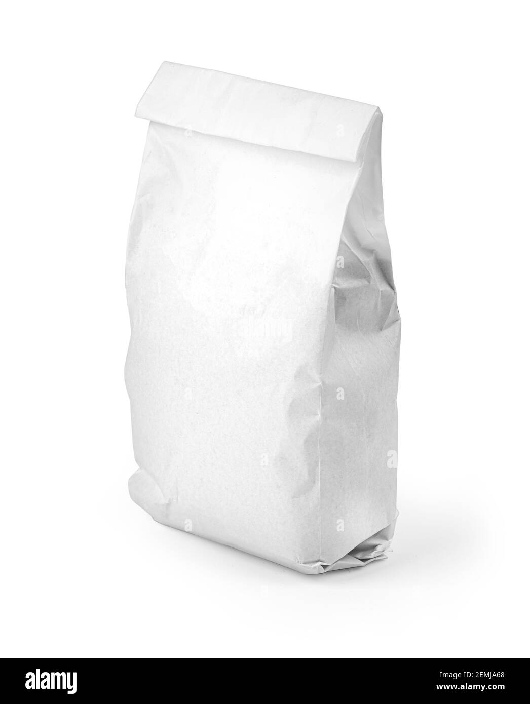 Blank paper bag package of salt isolated on white with clipping path ...