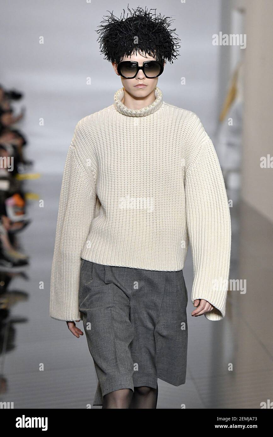 Maike Inga walks on the runway during the Loewe Ready To Wear Fashion ...