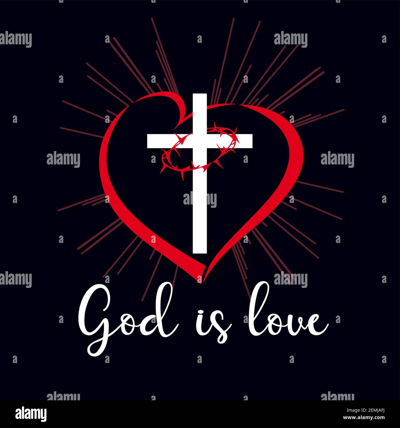 God is love inscription emblem. Bible vector lettering John 4:8 "God is ...