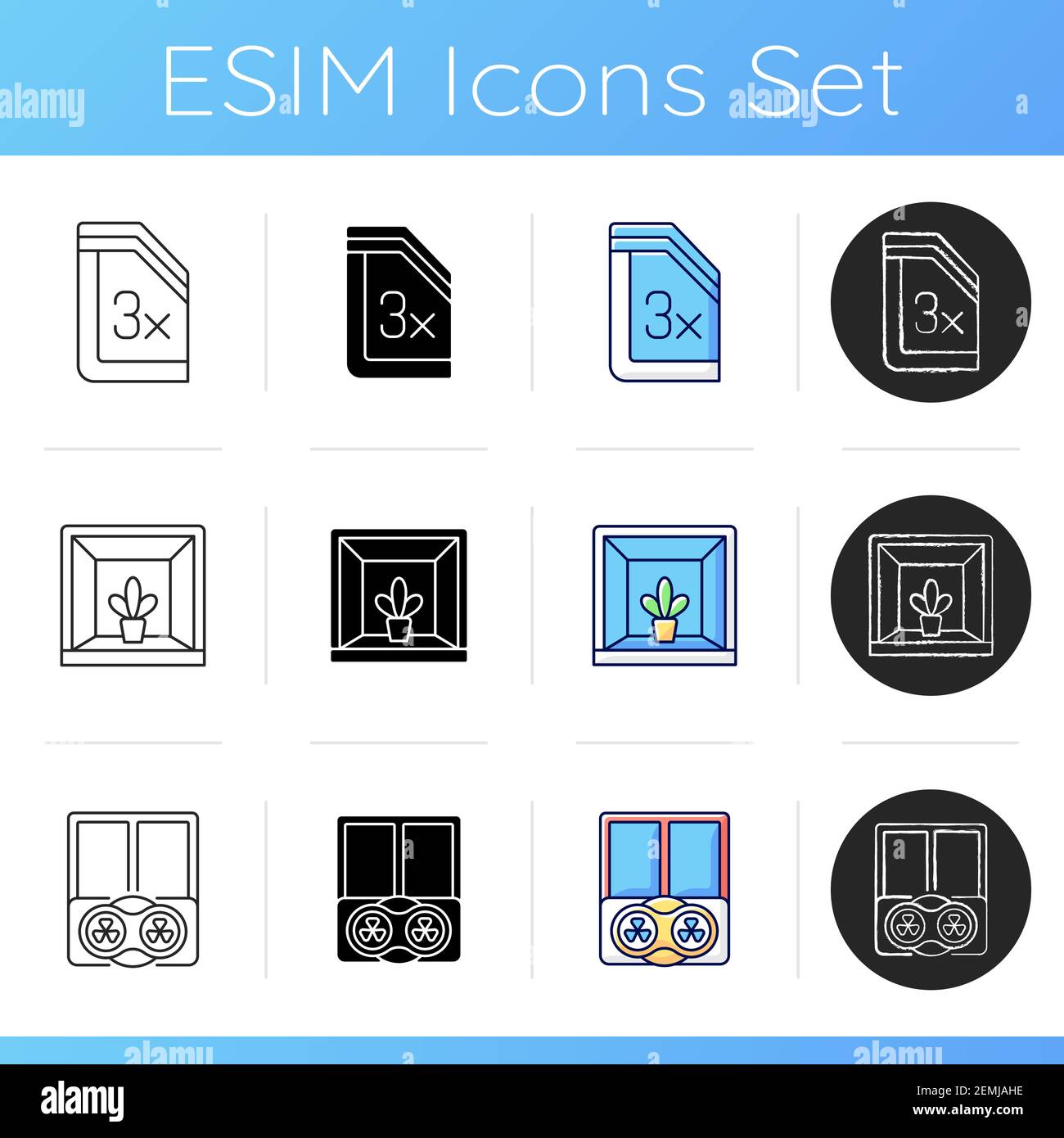 Residential window and door installation icons set Stock Vector Image ...