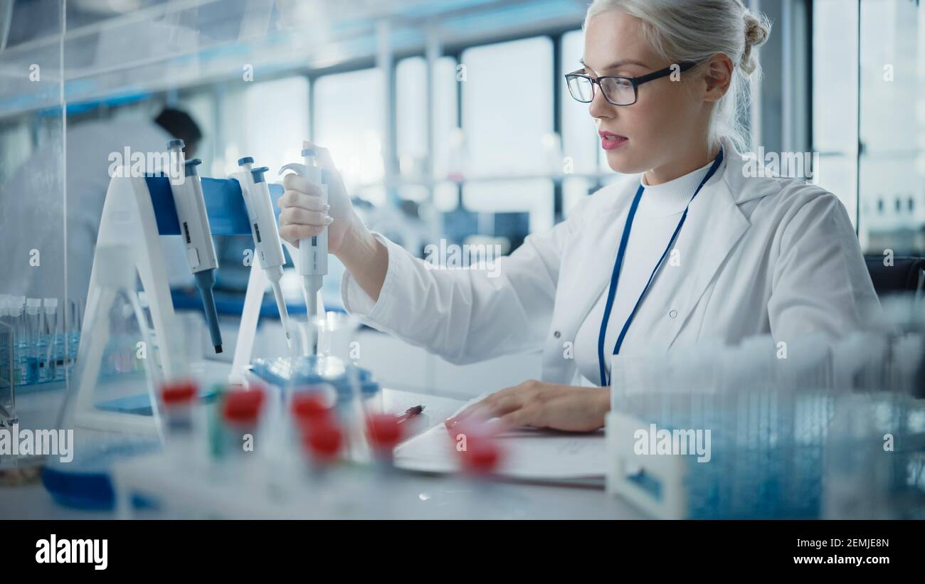 Medical Research Laboratory: Portrait of a Beautiful Female Scientist ...