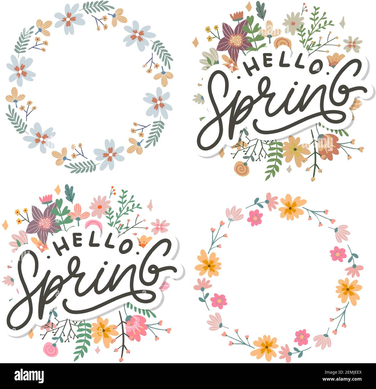 Hello Spring Flowers Text Background Stock Vector Image & Art - Alamy