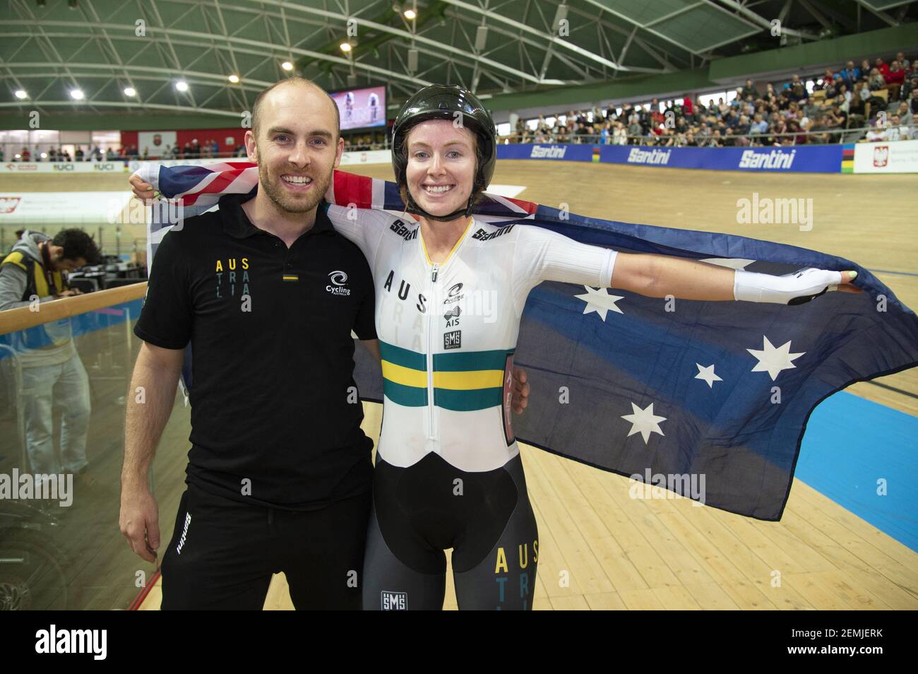 Alexandra Manly, Australia, winner of the women’s points race. with her ...