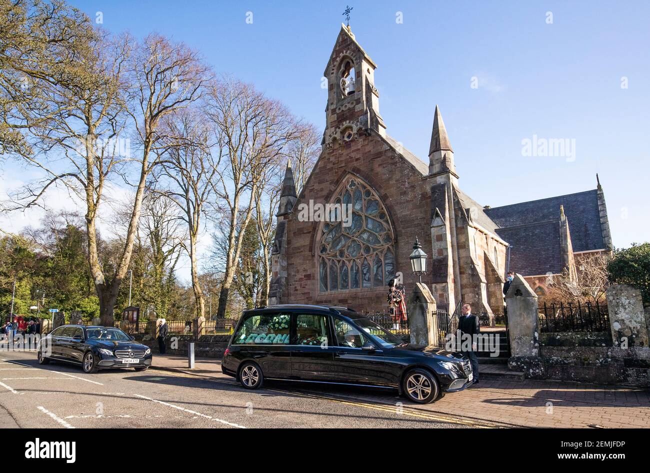 The funeral cortege arrives at Alloway Parish Church in Alloway, South ...