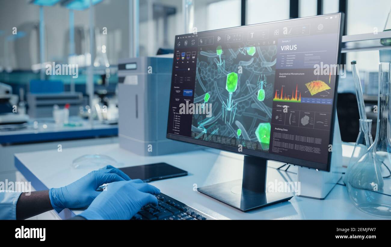 Modern Medical Laboratory: Scientist Wearing Surgical Gloves, Working ...