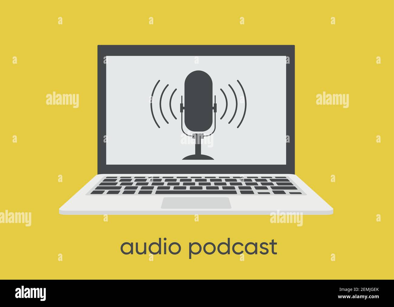 Vector flat concept of audio podcast. Subscription as business Stock ...
