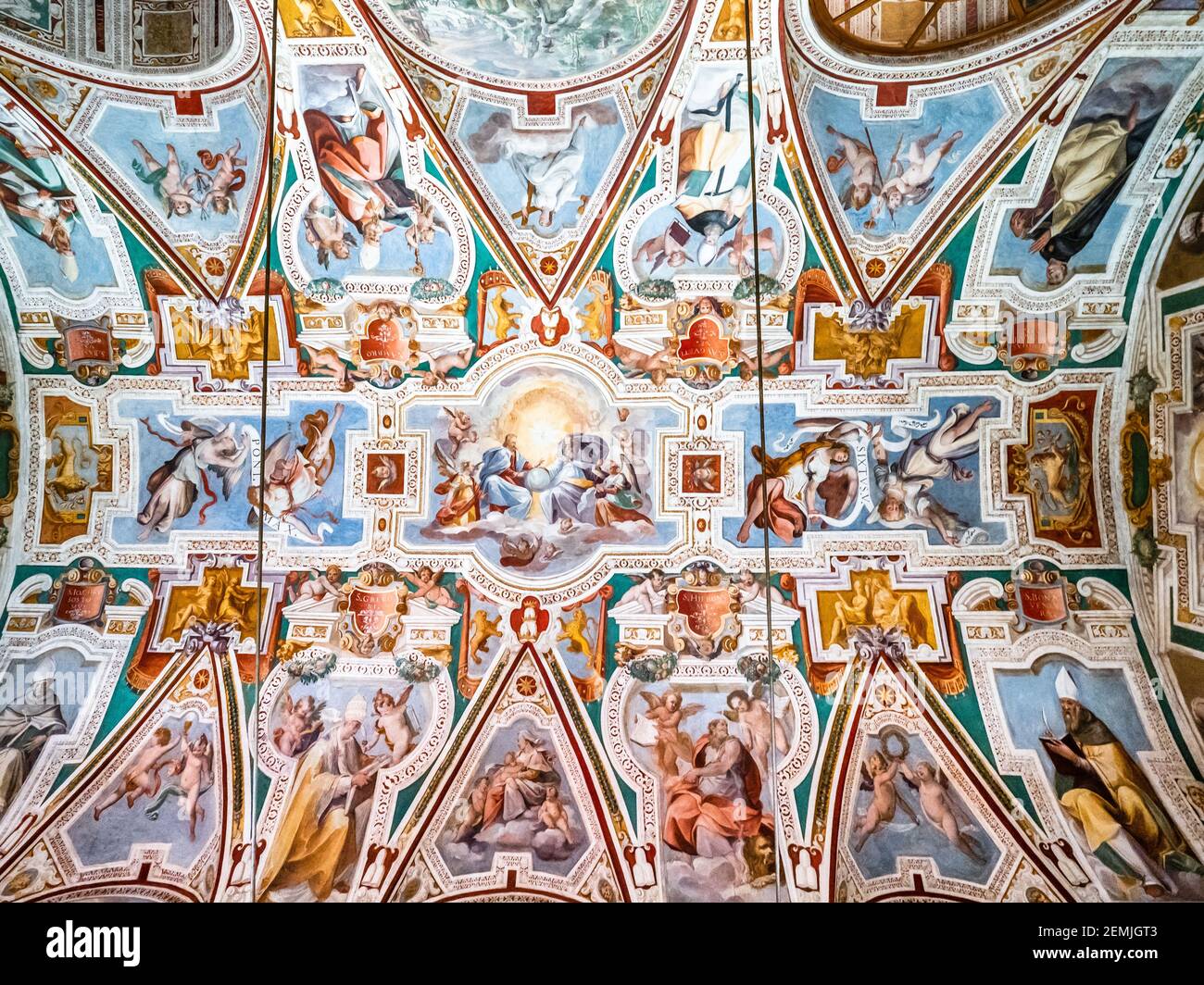 Oratory of San Silvestro in Palatio church ceiling- Rome, Italy Stock ...