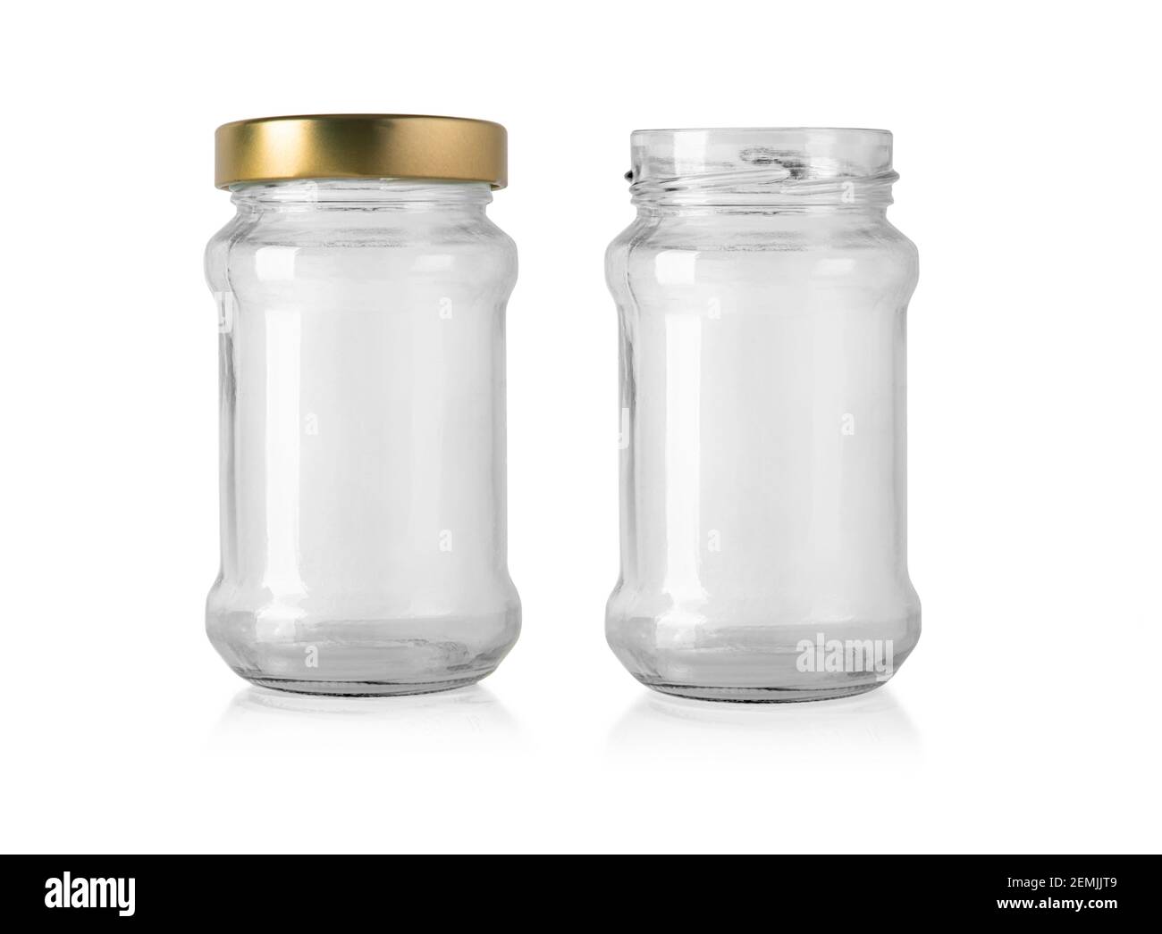 empty glass jar for food and canned food. Isolated on white background ...