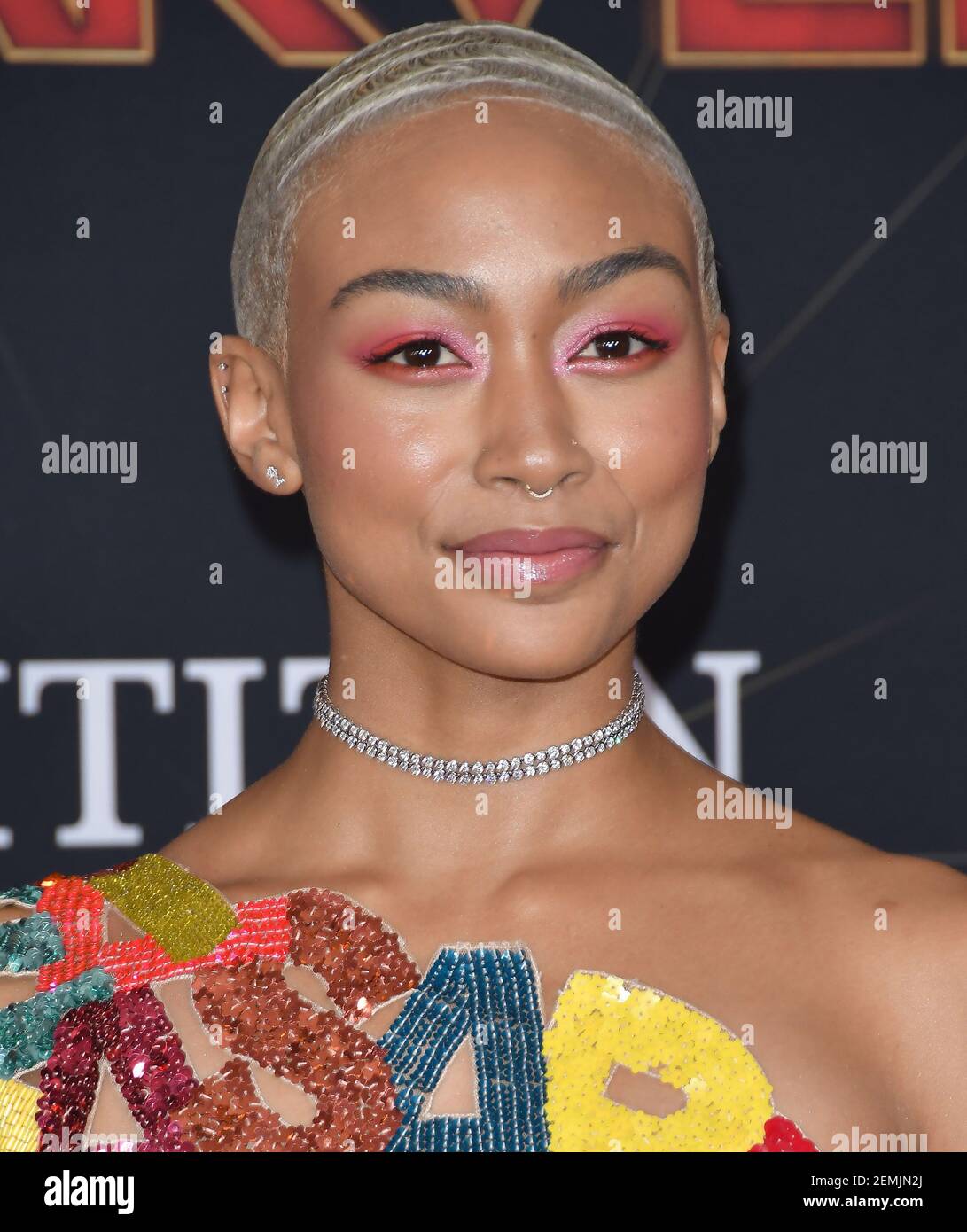 Tati Gabrielle Arrives At The Marvel Studios Captain Marvel Los