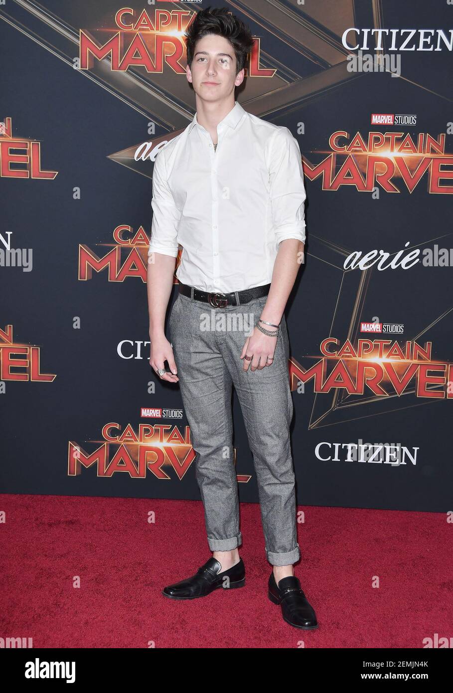 Milo Manheim arrives at the Marvel Studios "Captain Marvel" Los Angeles ...