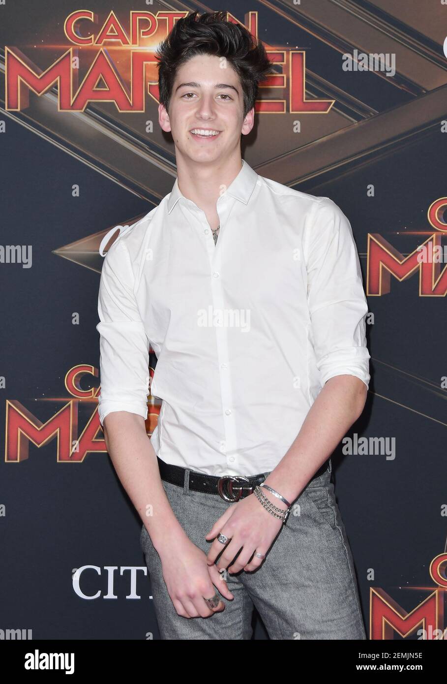 Milo Manheim arrives at the Marvel Studios "Captain Marvel" Los Angeles ...