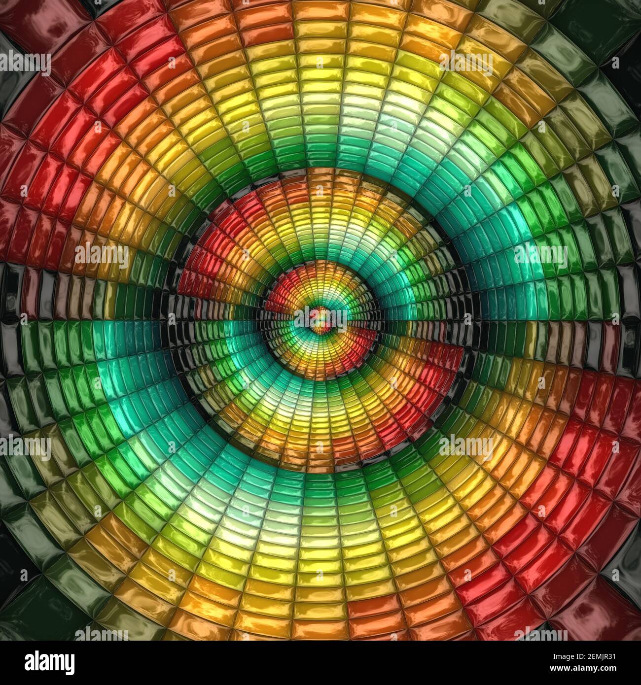 3D render background template with colorful puff pixels mosaic ...