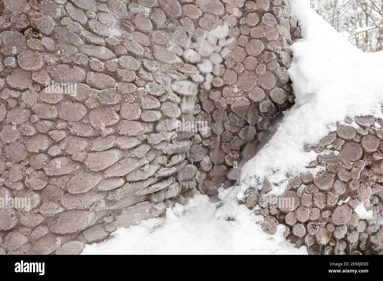 texture of processed granite in the snow. Close-up. High quality photo ...