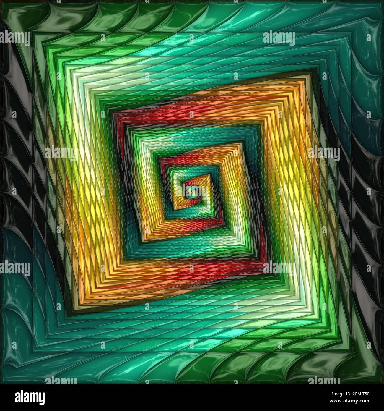 3D render background template with colorful puff pixels mosaic ...