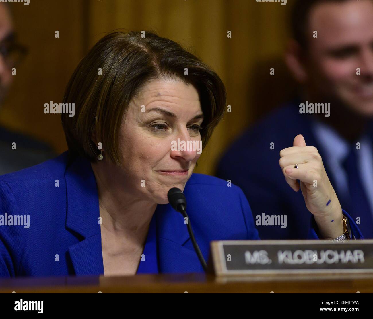 United States Senator Amy Klobuchar (Democrat of Minnesota) questions ...