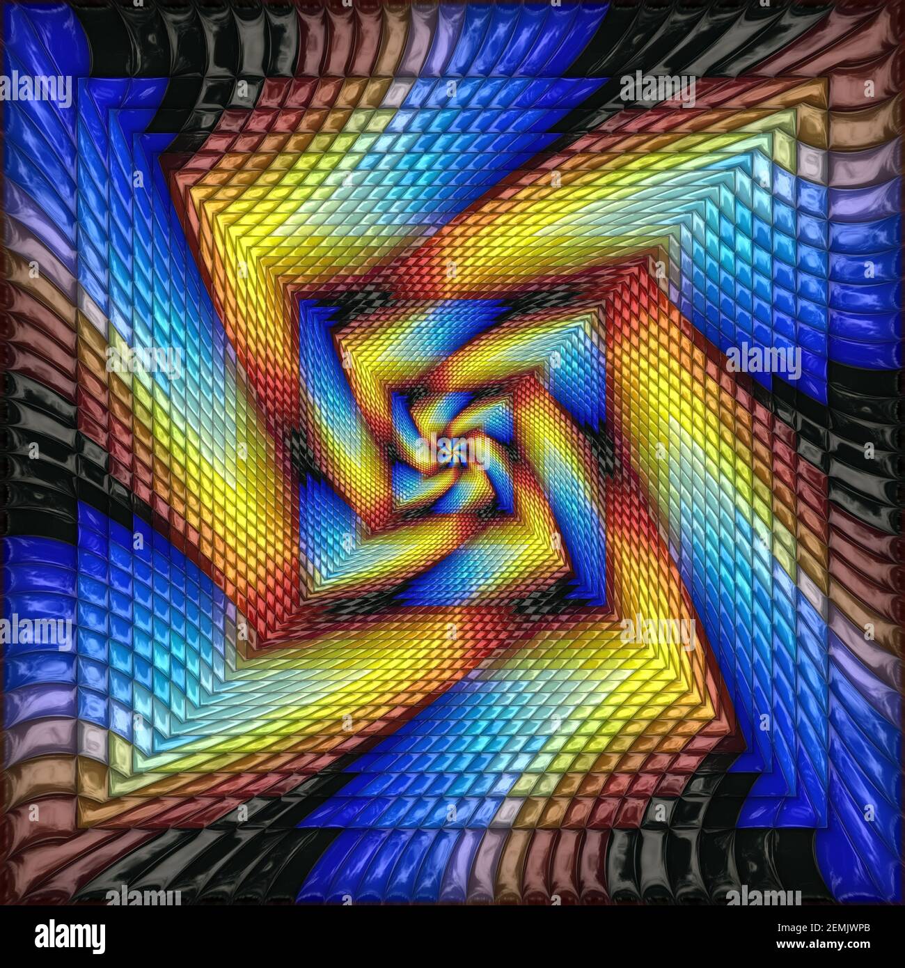 3D render background template with colorful puff pixels mosaic ...