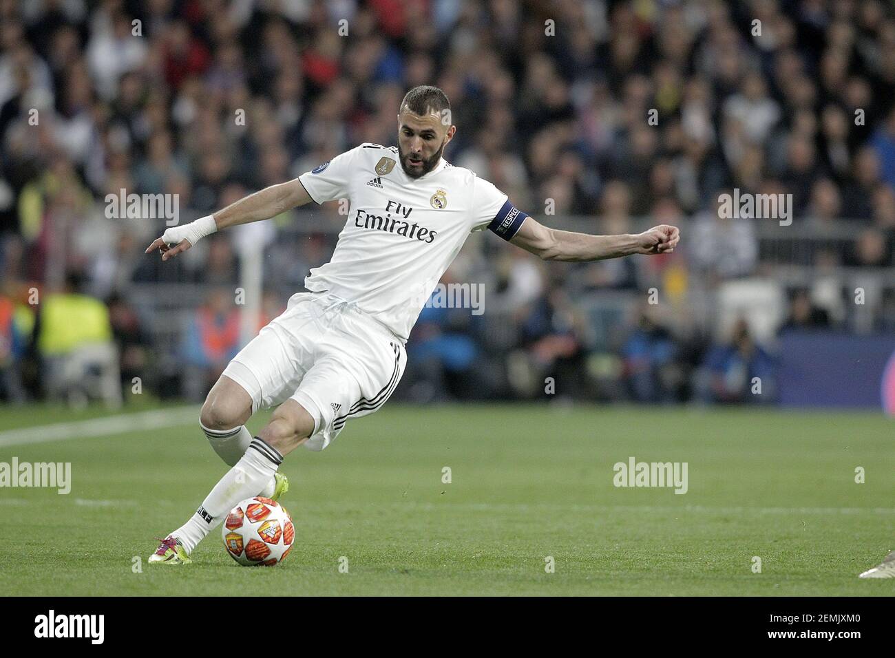 Real Madrid's Karim Benzema during a UEFA Champions League match. Round ...