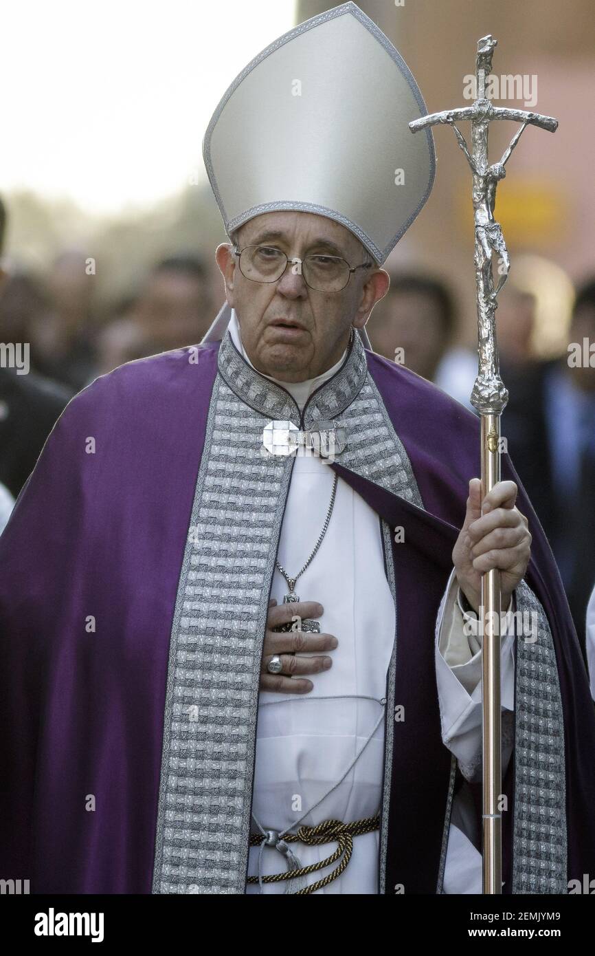 Pope Francis seen walking during a procession from Saint Anselmo ...