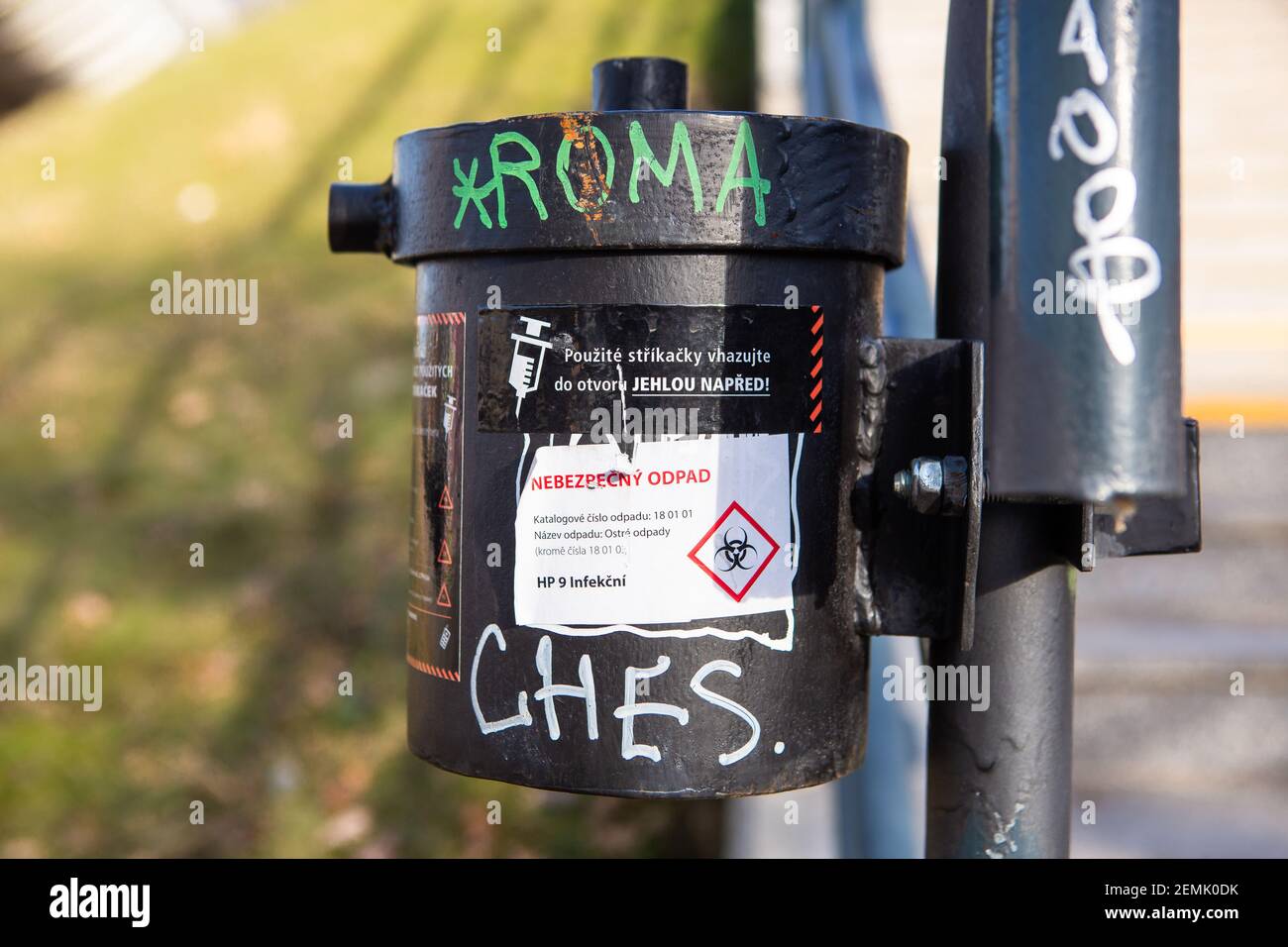 Container for used syringes and dangerous infectious waste. These ...