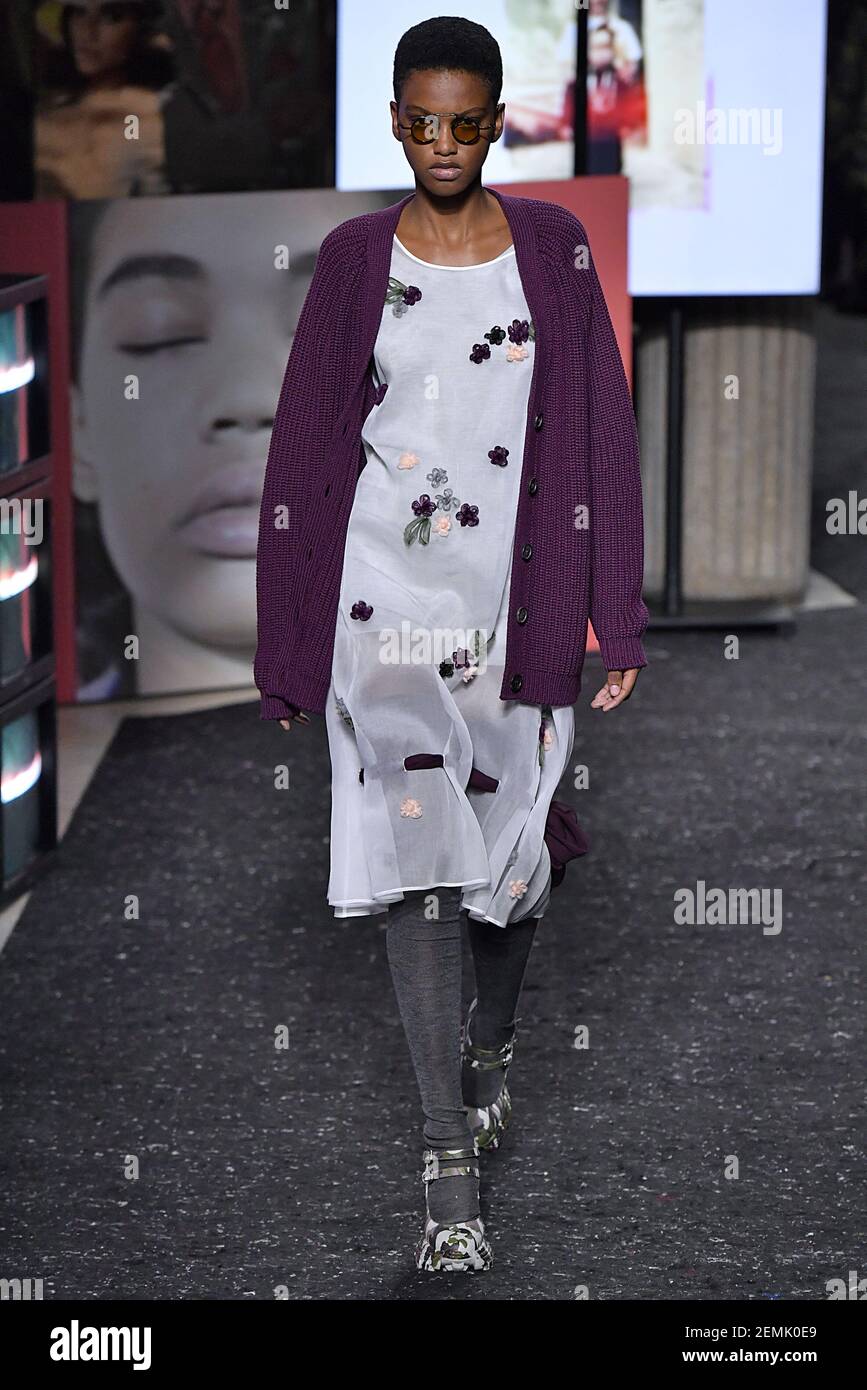 Ana Barbosa walks on the runway during the Miu Miu Ready To Wear ...