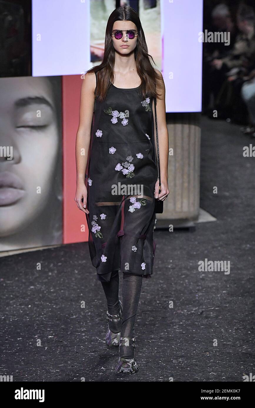 Maya Gunn walks on the runway during the Miu Miu Ready To Wear Fashion ...