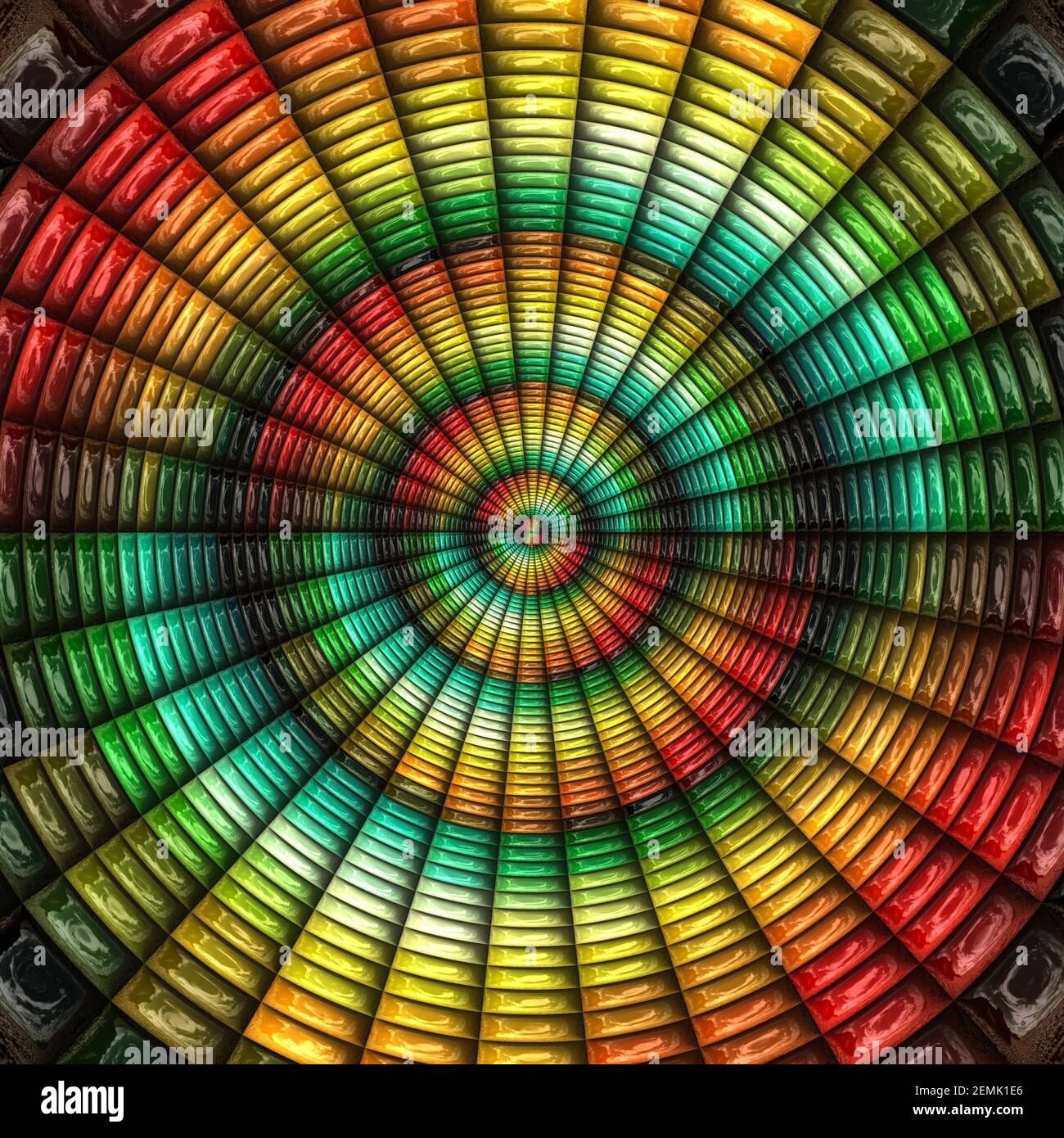 3D render background template with colorful puff pixels mosaic ...