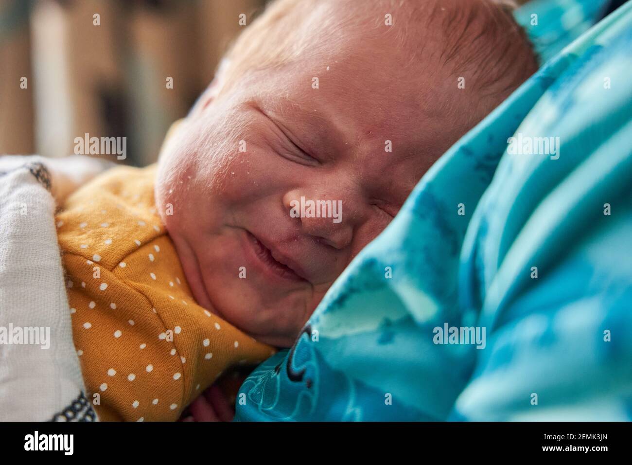 The facial expressions of a new born baby girl Stock Photo - Alamy