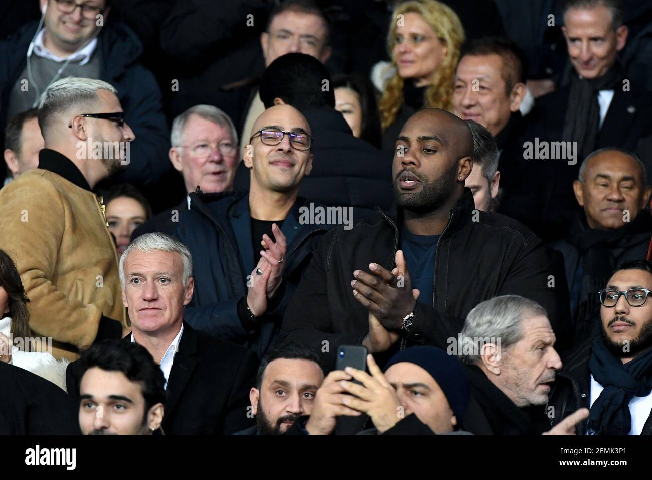 DJ Snake, Cyril Hanouna, Teddy Riner, Didier Deschamps at the PSG vs ...