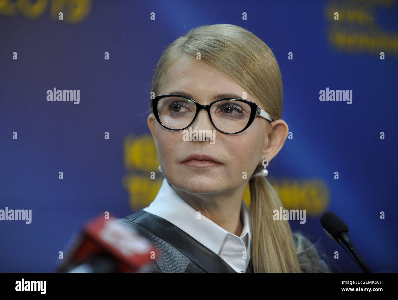 Leader of the Ukrainian political party seen during a press conference ...