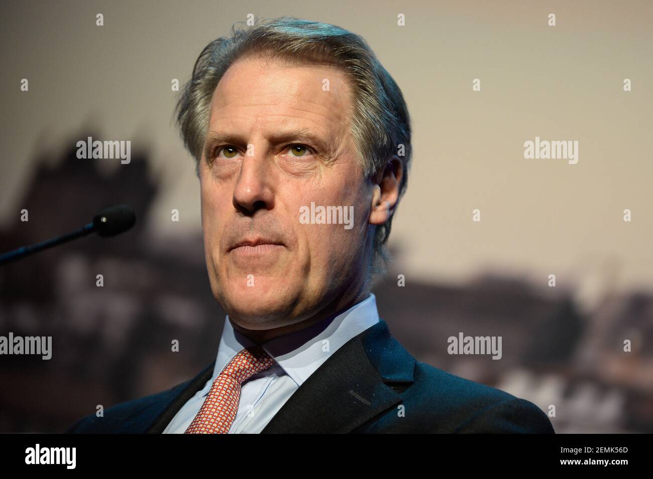 Adrian Bridge, CEO of Taylor's Port seen speaking during the Climate Change Porto Summit at ...