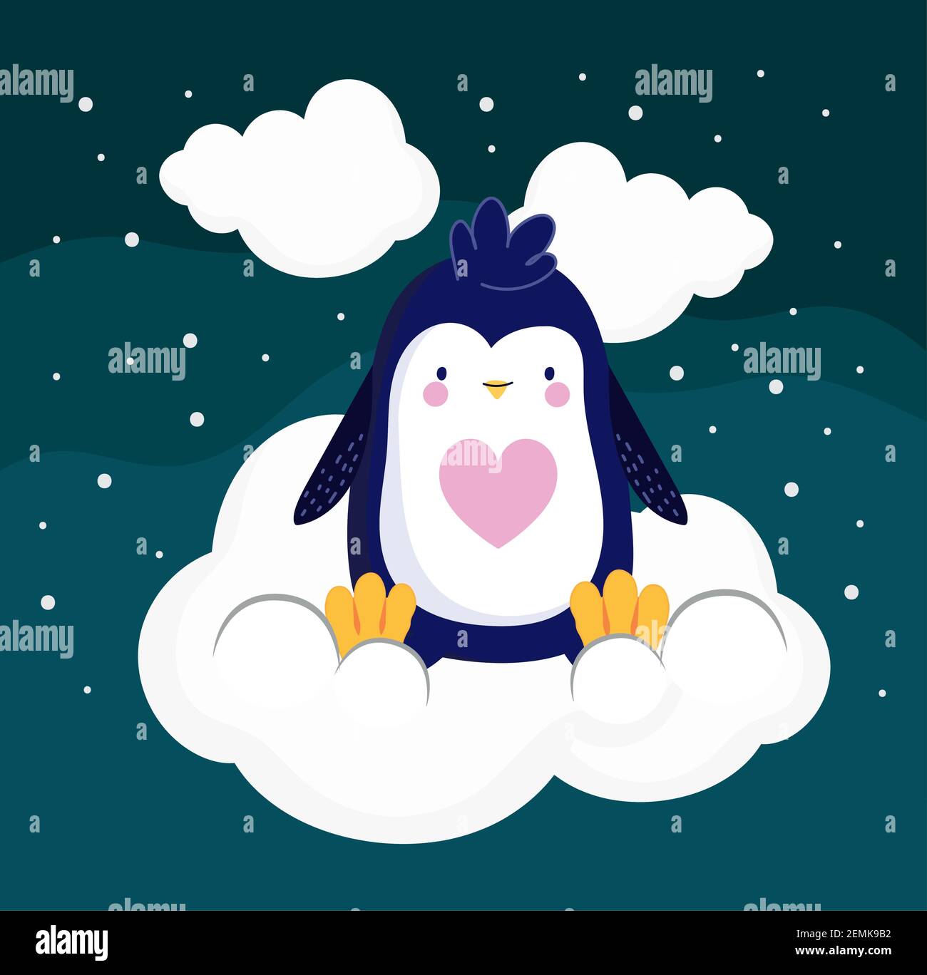 penguin in cloud night sky Stock Vector Image & Art - Alamy