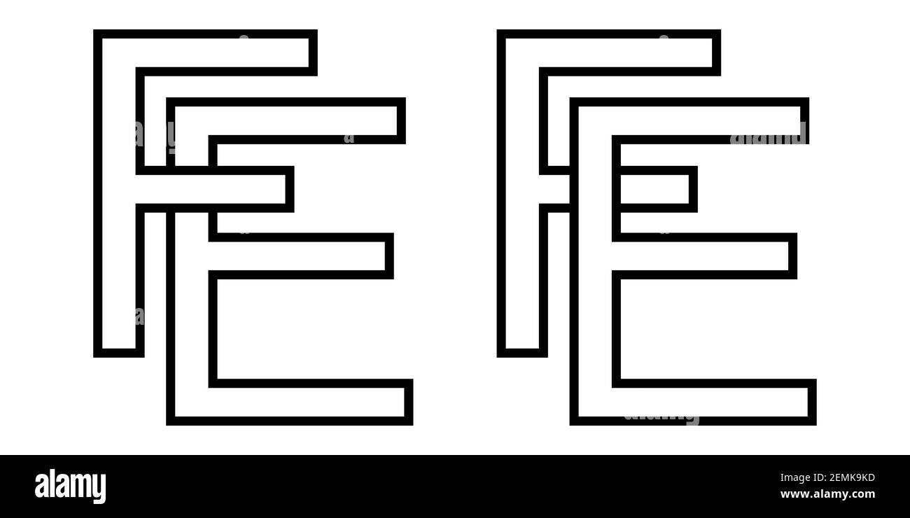 Logo sign fe ef icon sign interlaced letters E, F vector logo ef, fe ...