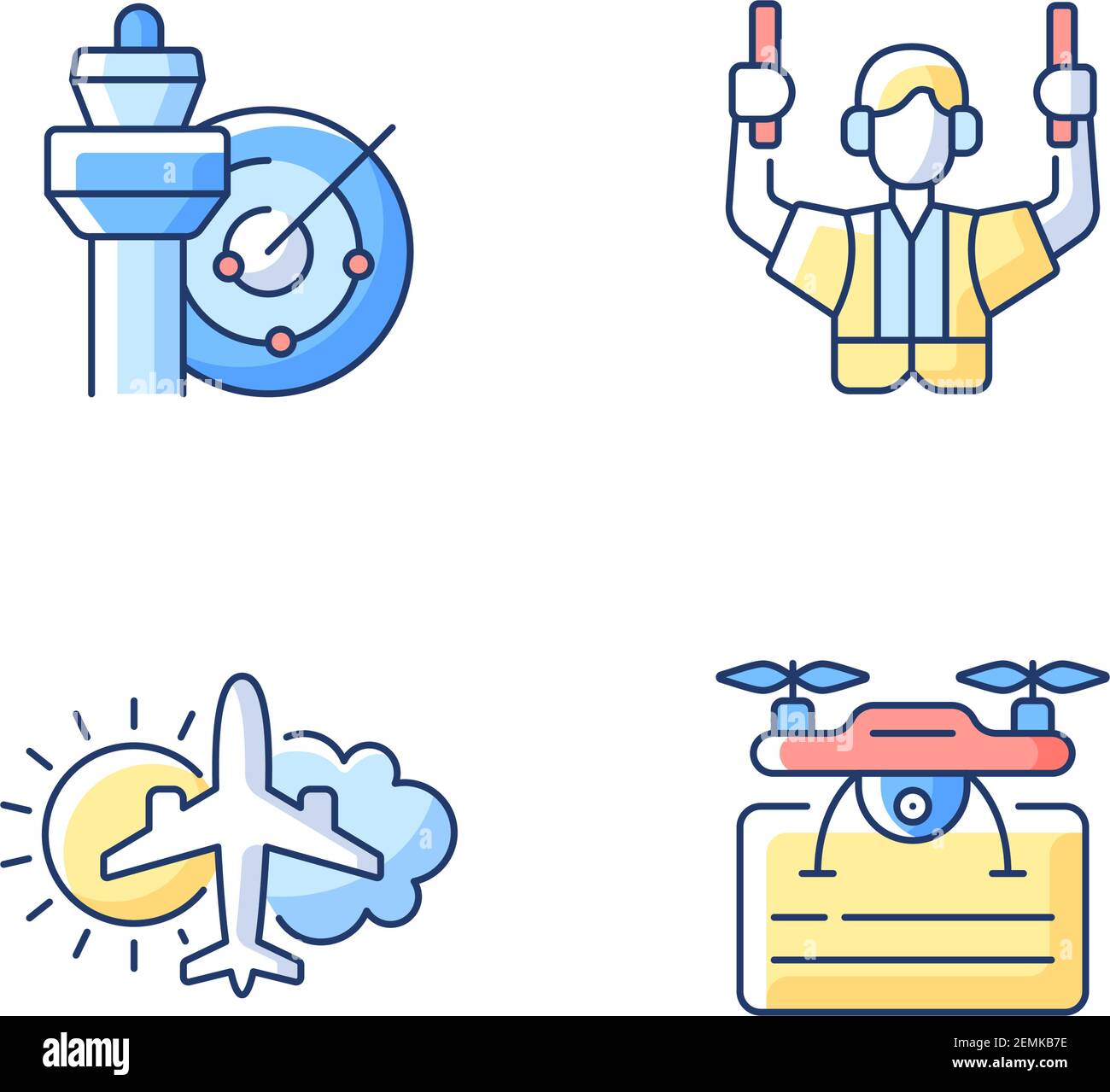 Flight dispatch RGB color icons set Stock Vector Image & Art - Alamy