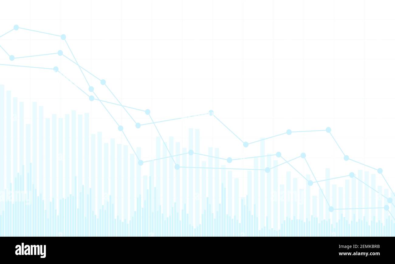 Blue stock market or financial chart with a declining trend. On a white ...