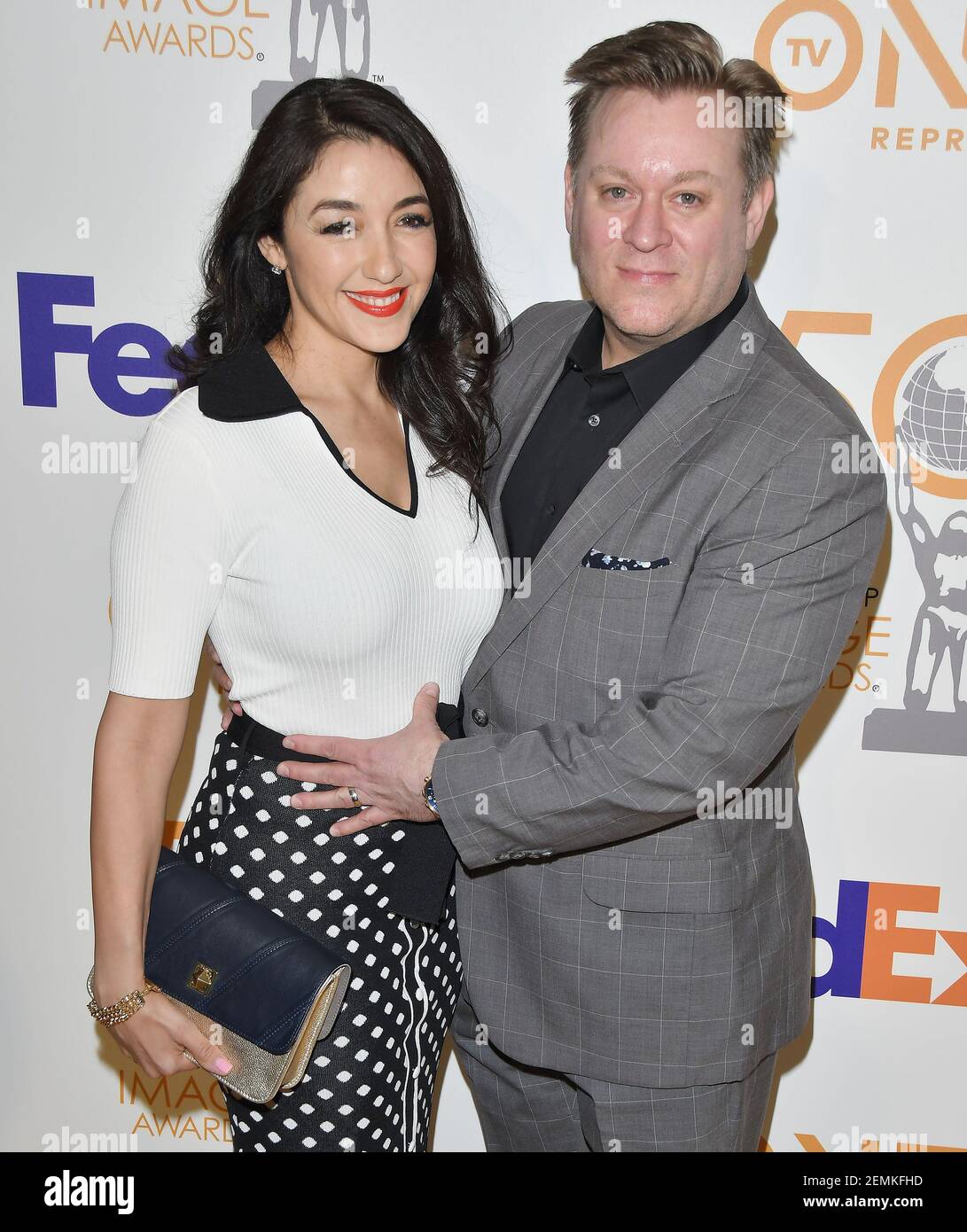 (L-R) Yvette Yates and Shaun Redick at the 50th NAACP Image Awards ...