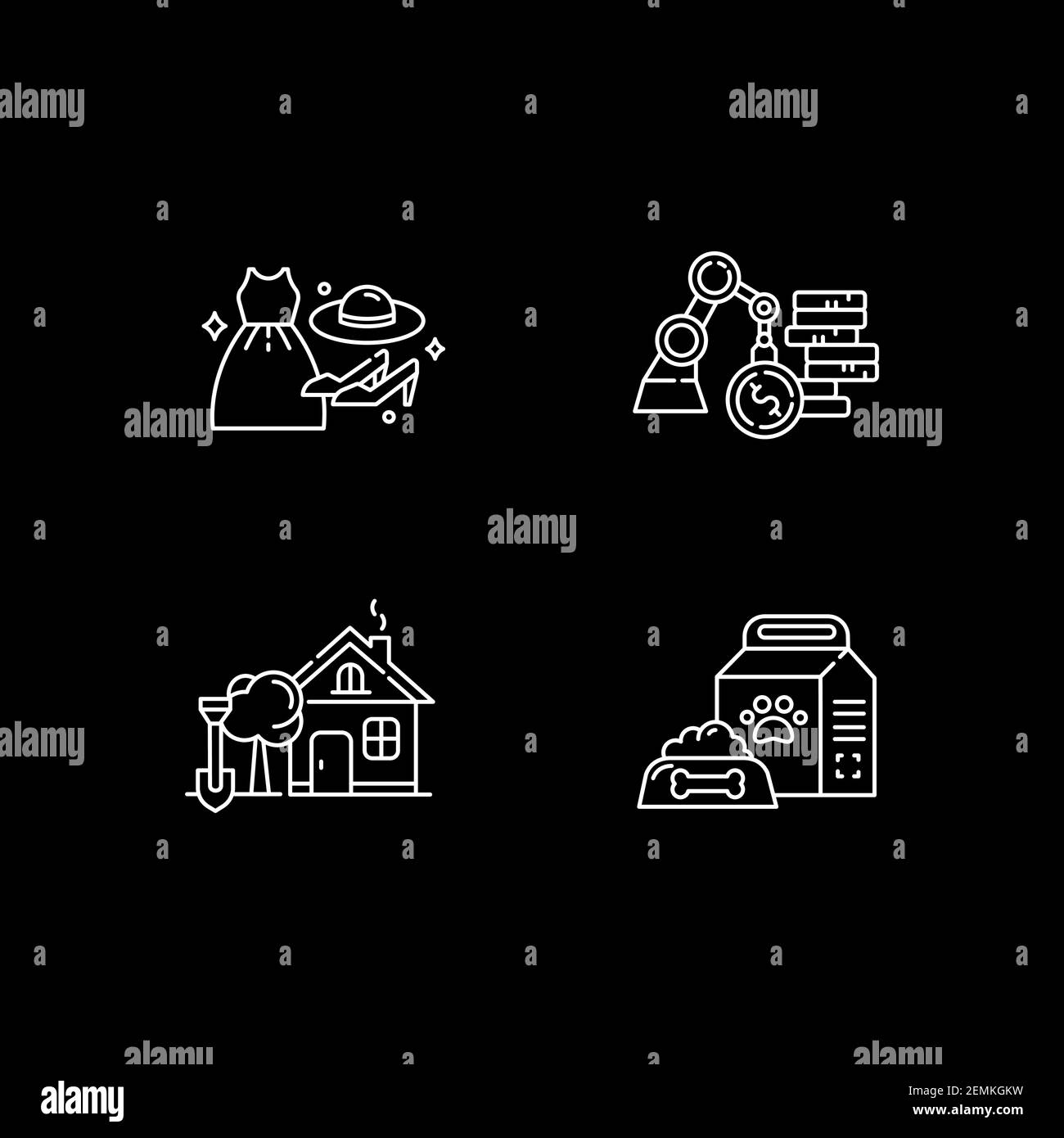 Ecommerce categories white linear icons set for dark theme Stock Vector Image & Art - Alamy