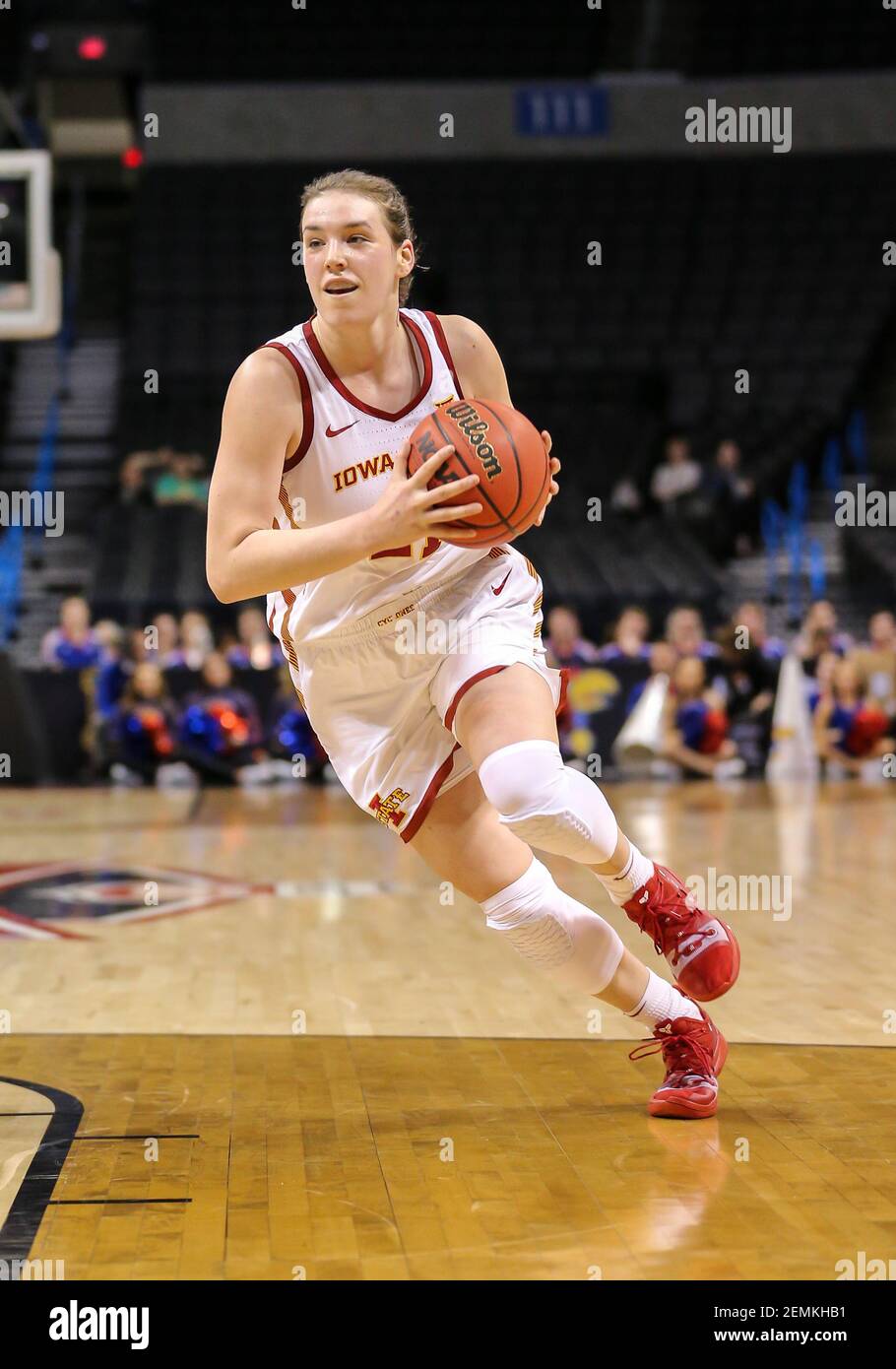 March 9, 2019: Iowa State Guard Bridget Carleton (21) drives with the ...