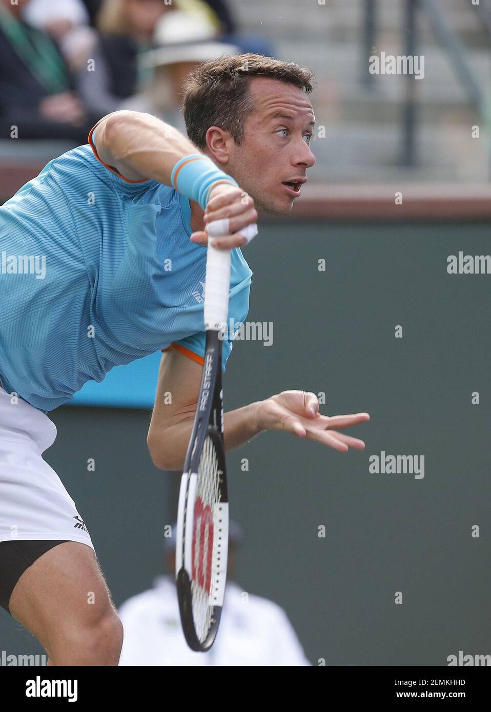 March 09, 2019 Philipp Kohlschreiber (GER) serves against Nick Kyrgios ...