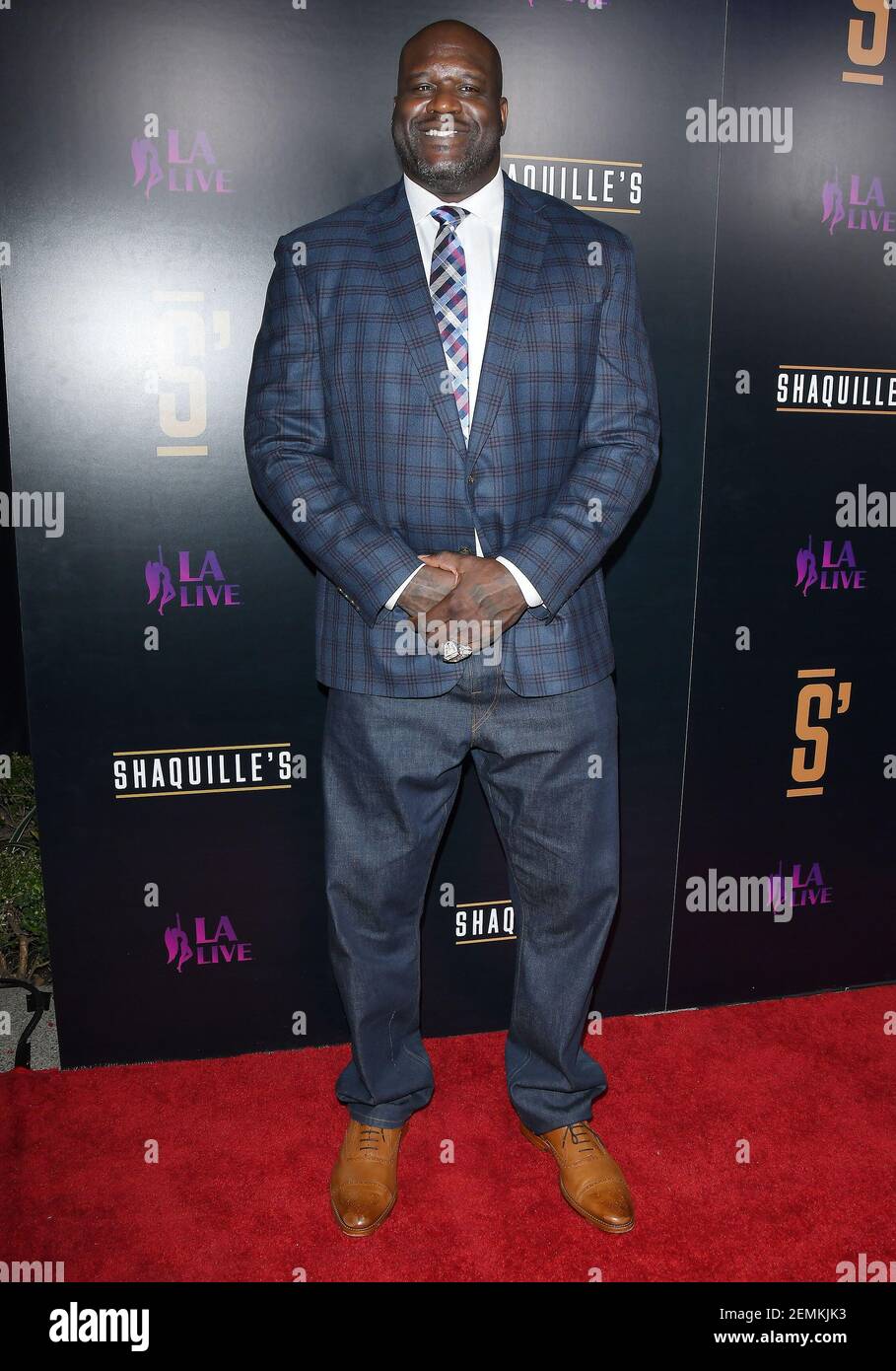 Shaquille O'Neal arrives at the Grand Opening of SHAQUILLE’S held at L ...