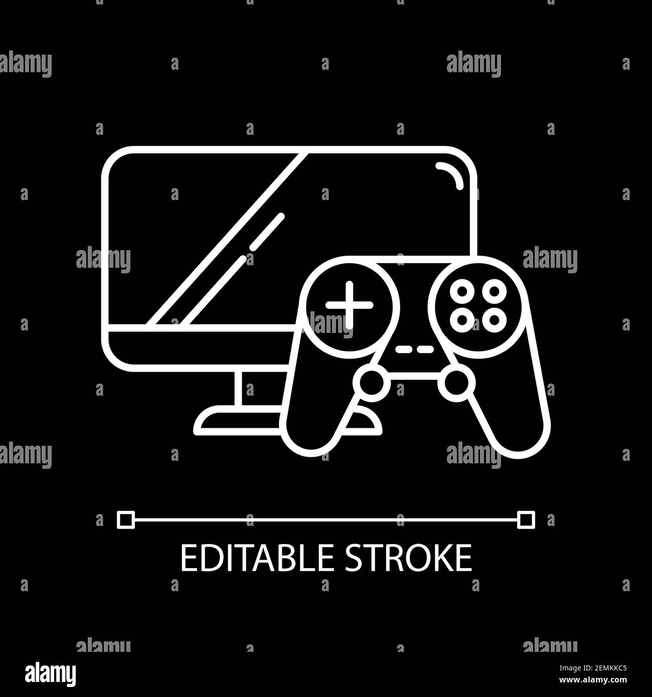 Video games and consoles white linear icon for dark theme Stock Vector ...