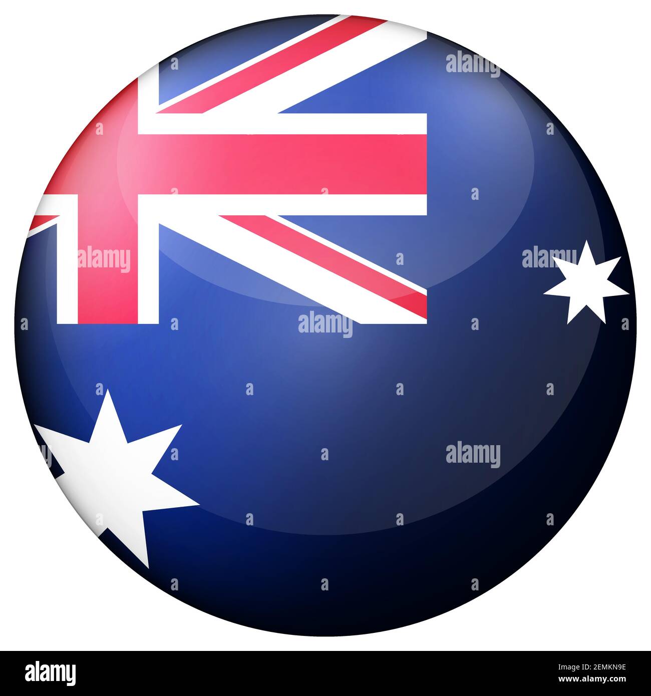 Glass light ball with flag of Australia. Round sphere, template icon ...